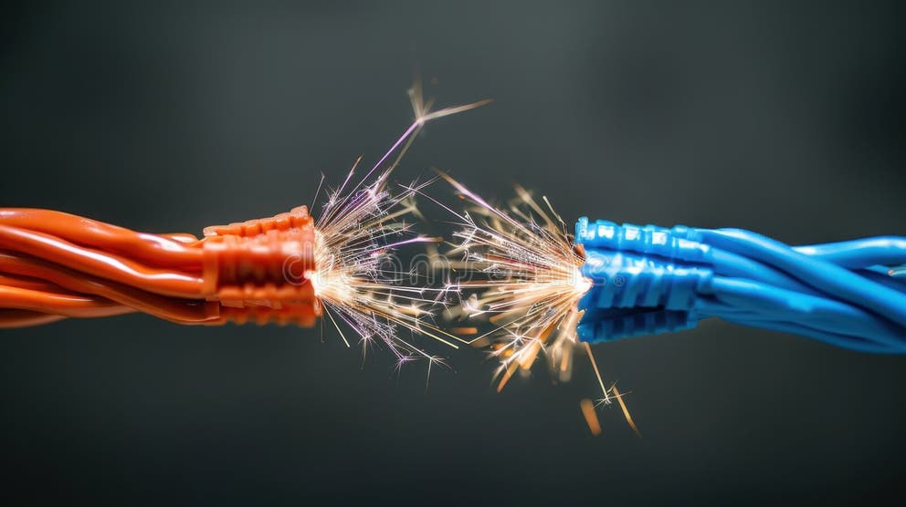 The Sparking Electrical Wires.AI Generated Image Stock Image - Image of ...