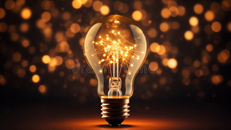 Sparking Filament Lightbulb Dark Blurry Lights Background Stock ...