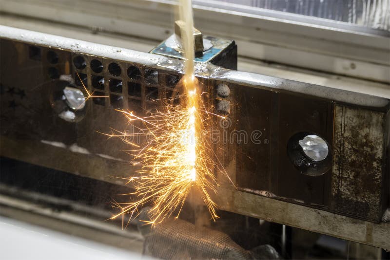 The Sparking Light from Wire-EDM Machine. Stock Photo - Image of metal ...