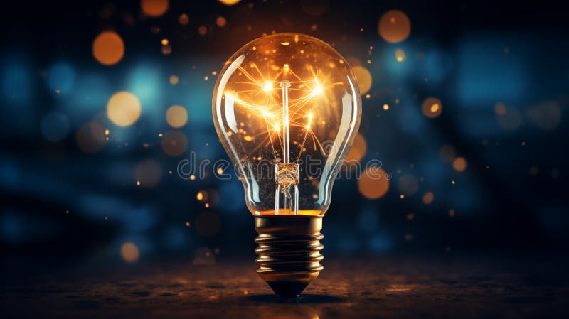 Filament Lightbulb Dark Blurry Lights Background Stock Illustration ...
