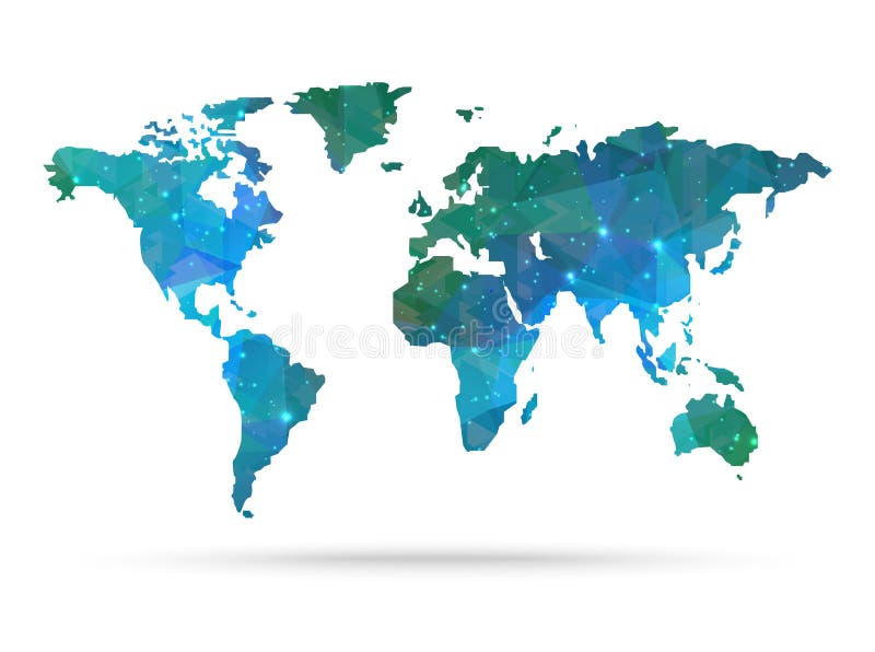 Sparkle Diamond Vector World Map Stock Vector - Illustration of concept ...