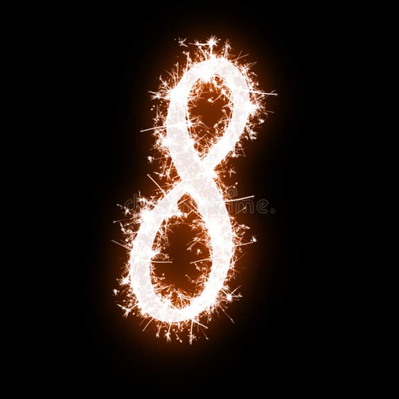 Sparkle Fire Number Eight on Black Background Stock Illustration ...