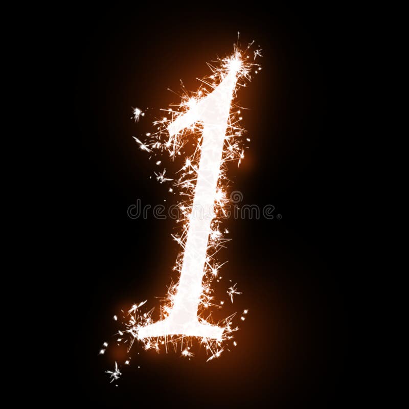 Sparkle Fire Number One on Black Background Stock Illustration ...