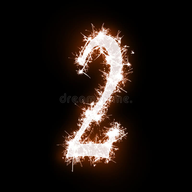 Sparkle Fire Number Two on Black Background Stock Illustration ...