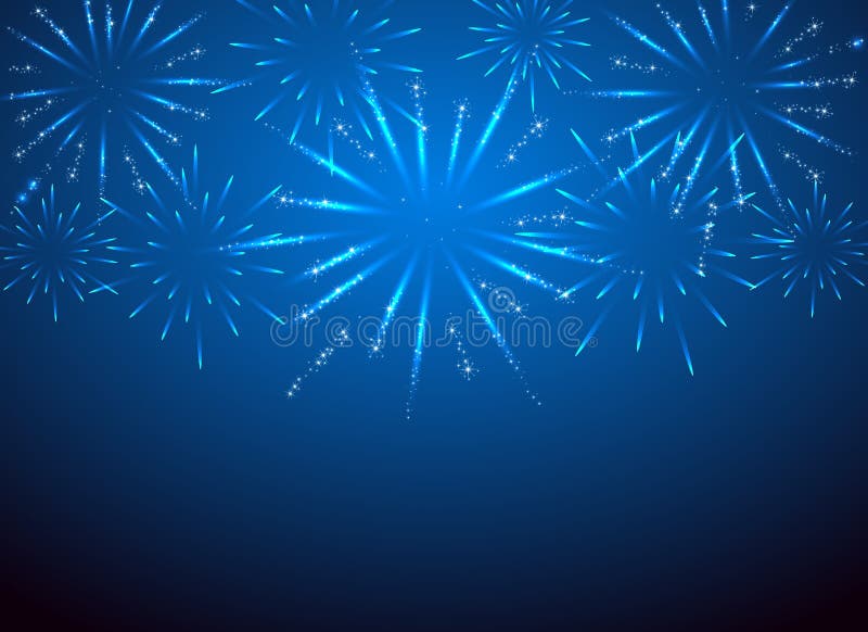 Sparkle Fireworks on Blue Background Stock Vector - Illustration of ...