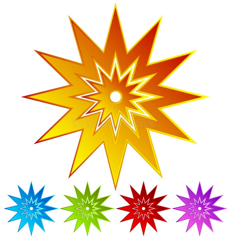Sparkle, Flash Shape in 5 Colors - Colorful, Retro Design Elemen Stock ...