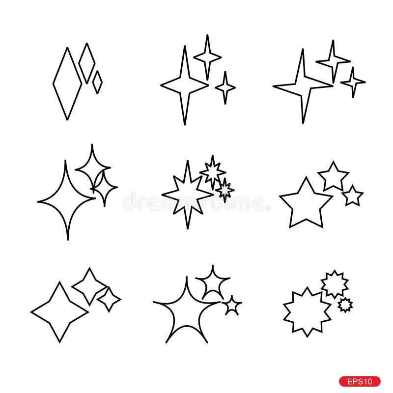 Sparkle Flat Vector Icons. Glow Flat Vector Icons Stock Vector ...