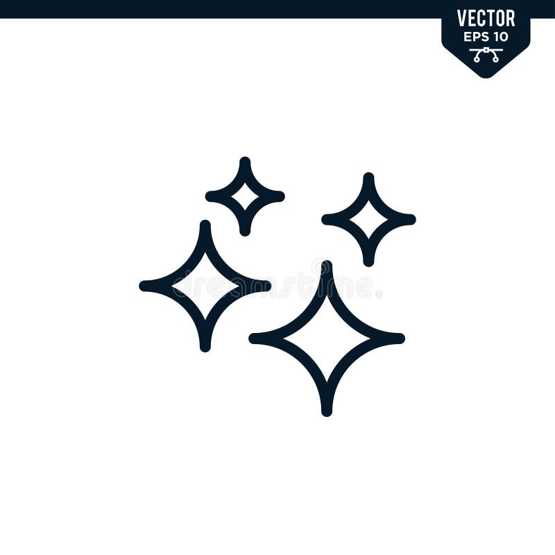 Sparkle Icon Collection, Outlined Style Stock Vector - Illustration of ...