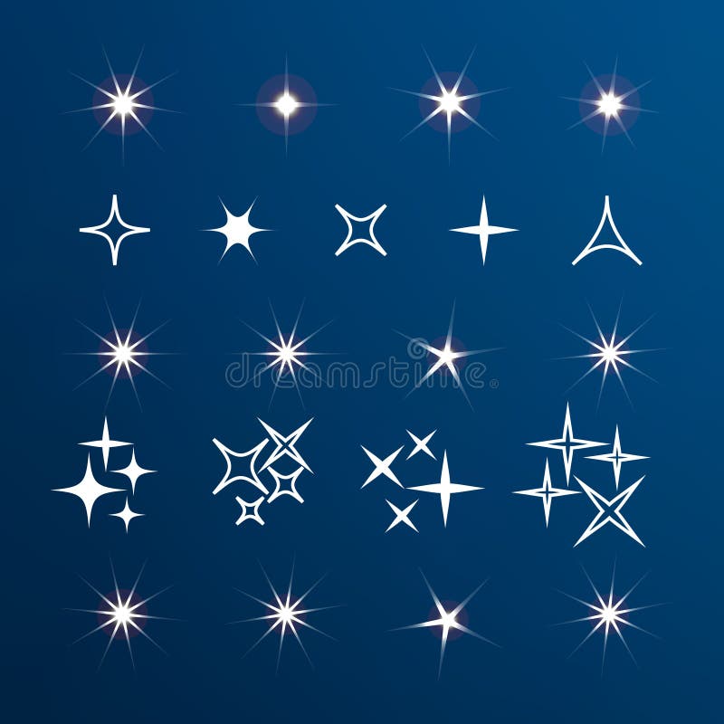 Sparkle Lights Stars Set. Glowing Light Effect Star Stock Illustration ...
