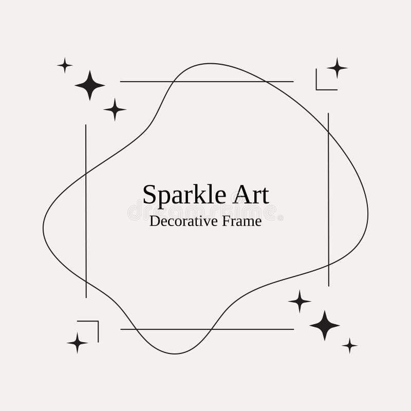 Sparkle Monoline Frame, Minimalistic Square Frame Line Art, Vector ...