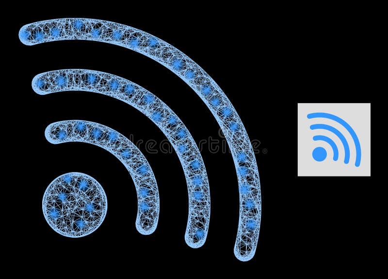 Bright Network Mesh Internet Source Icon with Glare Spots Stock Vector ...