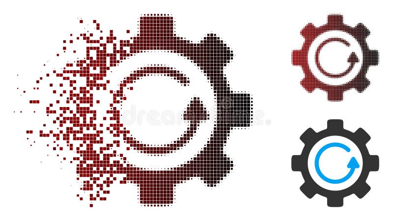 Sparkle Pixel Halftone Gear Rotation Direction Icon Stock Vector ...