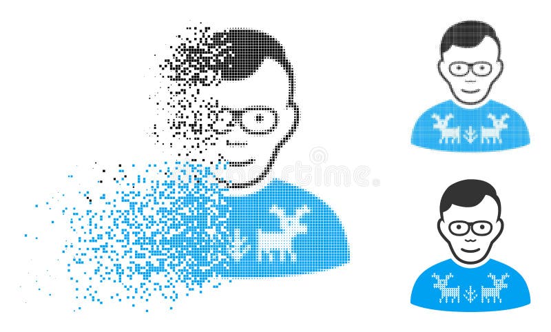 Sparkle Pixelated Halftone Nerd Guy Icon with Face Stock Vector ...