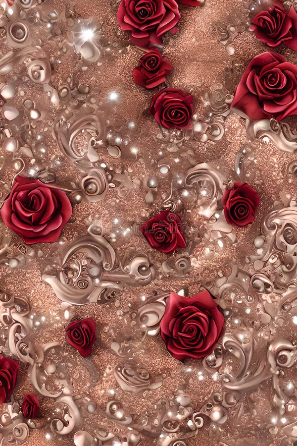 Sparkle Roses Abstract Background AI-Generated Stock Illustration ...