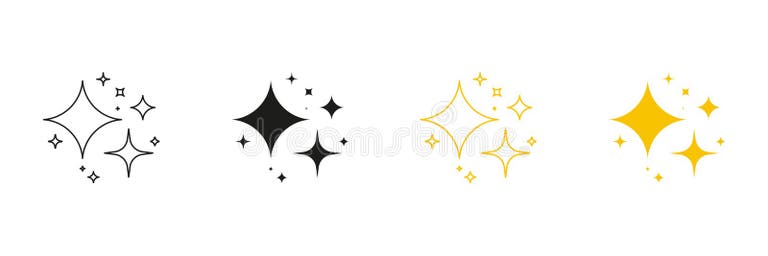 Sparkle and Star Line and Solid Icon Set. Celestial Twinkle Symbol ...
