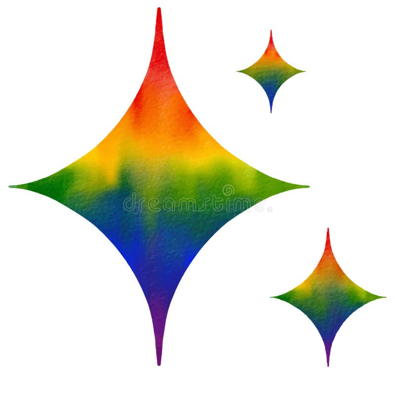 Sparkle Star Rainbow Watercolor Brush Isolate on White Background.LGBT ...