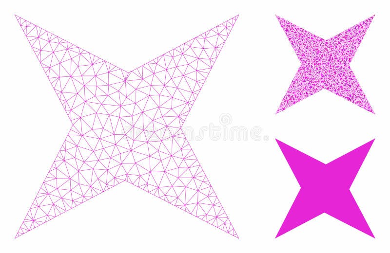 Sparkle Star Vector Mesh Wire Frame Model and Triangle Mosaic Icon ...
