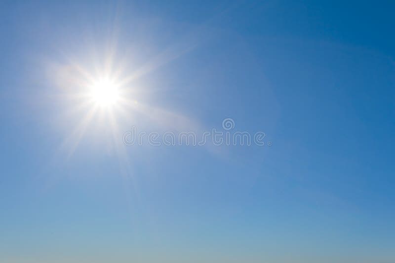 Sparkle sun on a blue sky stock photo. Image of sunshine - 109078064