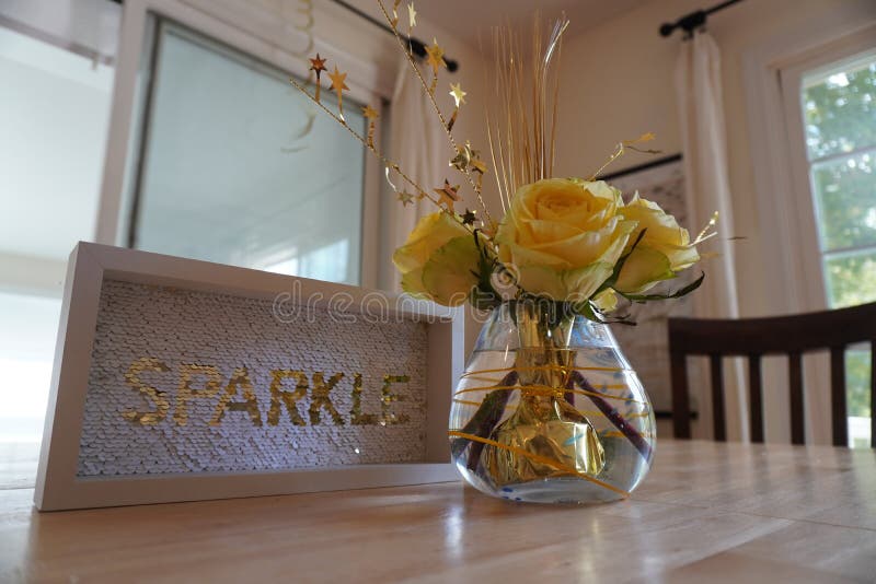Sparkle Words on a Clean Table with Roses Stock Image - Image of ...