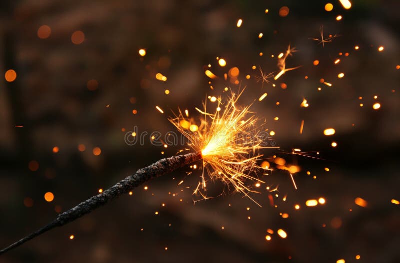 Ignited sparkler in dark stock photo. Image of night - 316018624