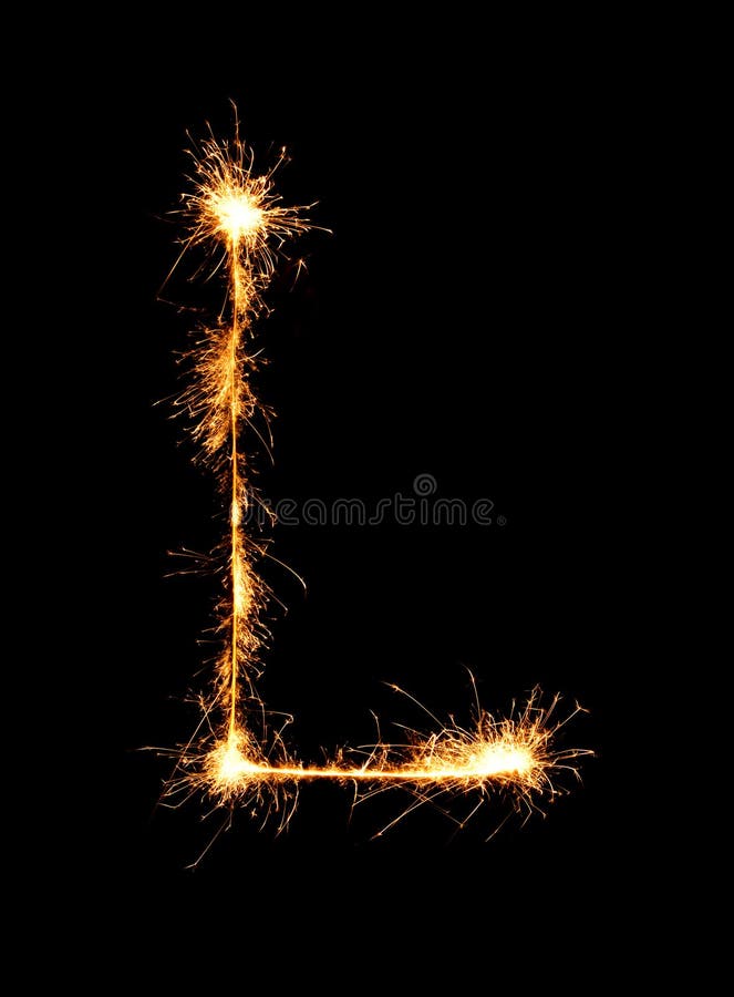 Sparkler Firework Light Alphabet L (Capital Letters) at Night Stock ...