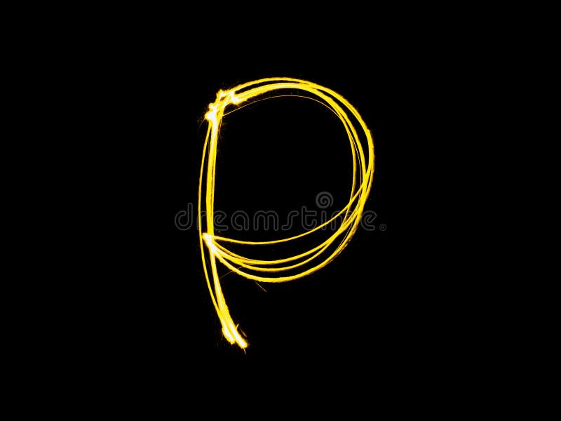 Sparkler Firework Light Alphabet P Capital Letters at Night Ba Stock ...