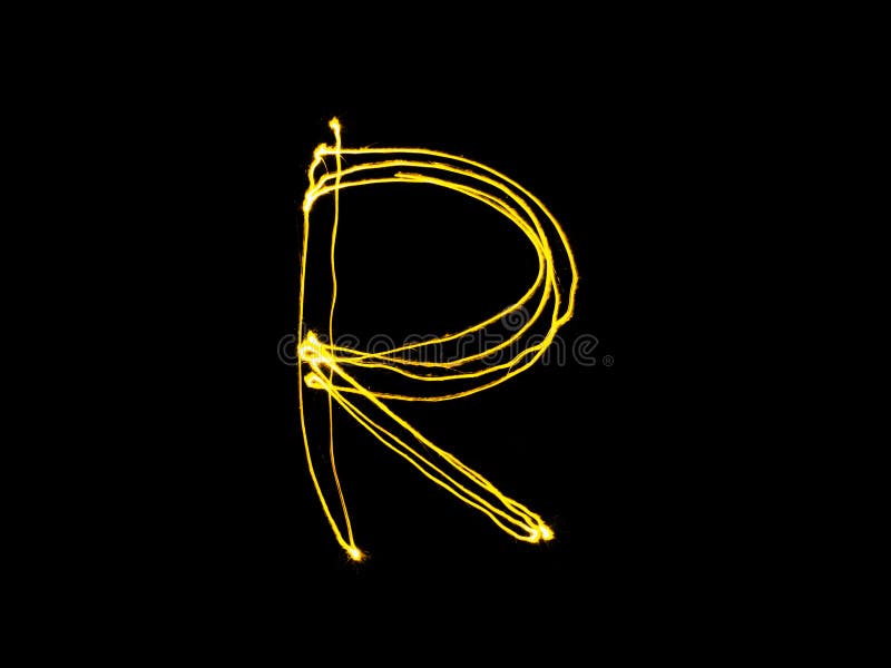 Sparkler Firework Light Alphabet R Capital Letters at Night Ba Stock ...