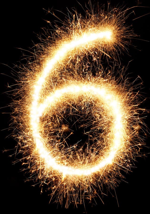 Sparkler Firework Light Number 6 Isolated Black Stock Photos - Free ...