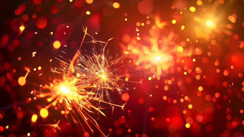 A Sparkler Glowing Against a Background of Numerous Lights Stock Photo ...