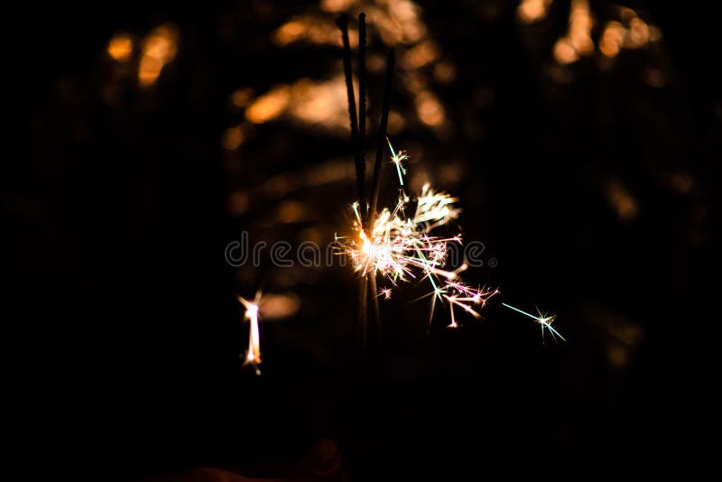Sparkler Glowing in the Dark Stock Photo - Image of celebration, flare ...