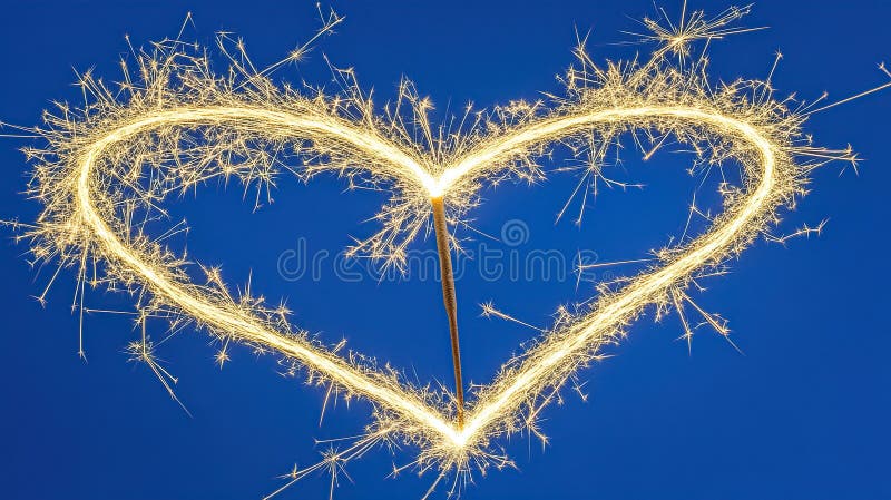 Sparkler Heart Night Sky Romantic Love Celebration Stock Photo - Image ...