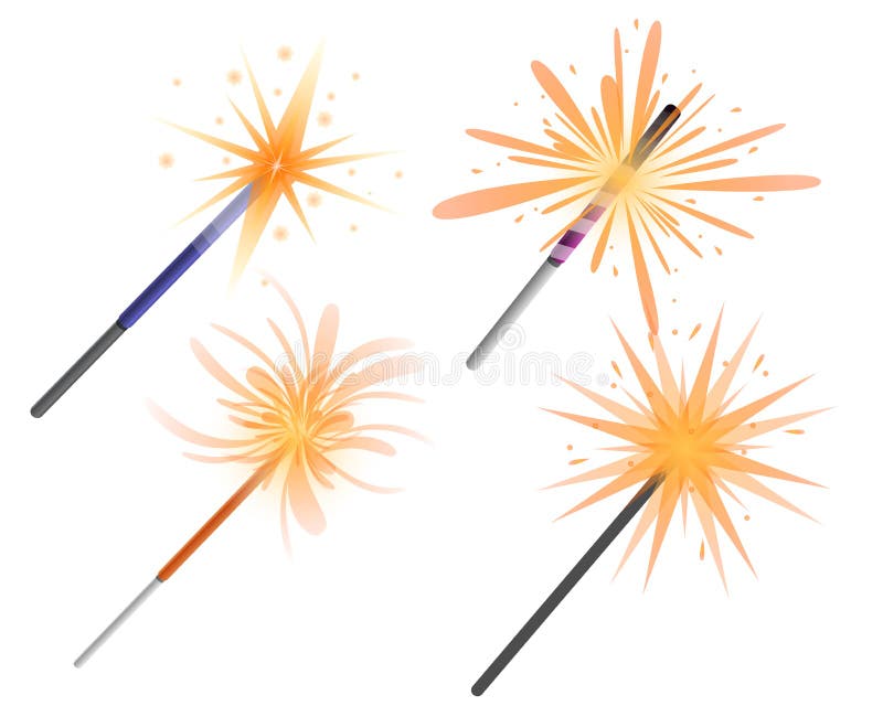 Sparkler Icons Set, Cartoon Style Stock Vector - Illustration of baby ...