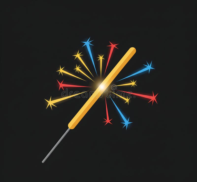 Sparkler Illustration on Black Background Stock Illustration ...