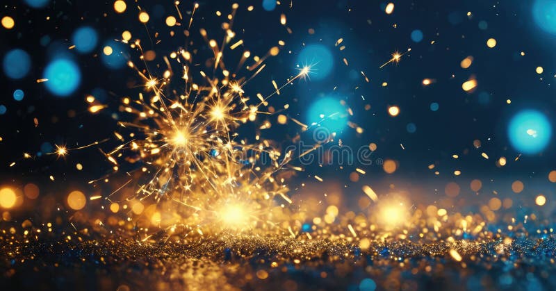 A Sparkler is in the Middle of a Blue Background. Stock Illustration ...