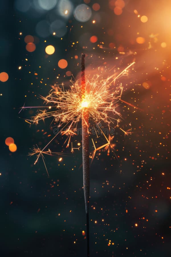 A Sparkler Shines Brightly in the Darkness, Creating a Mesmerizing ...