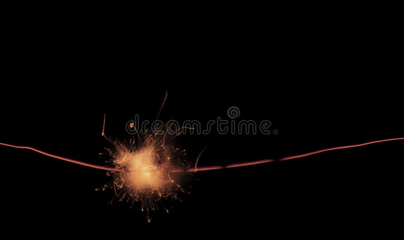 Sparkler Trail of Light with Sparks in a Straight Line Stock Photo ...