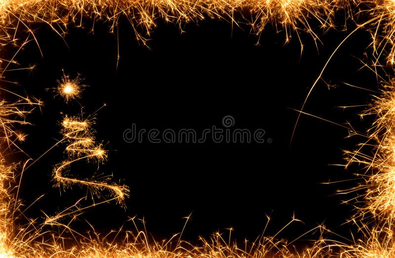 Sparklers chistmas tree stock photo. Image of sparks, borders - 7328944