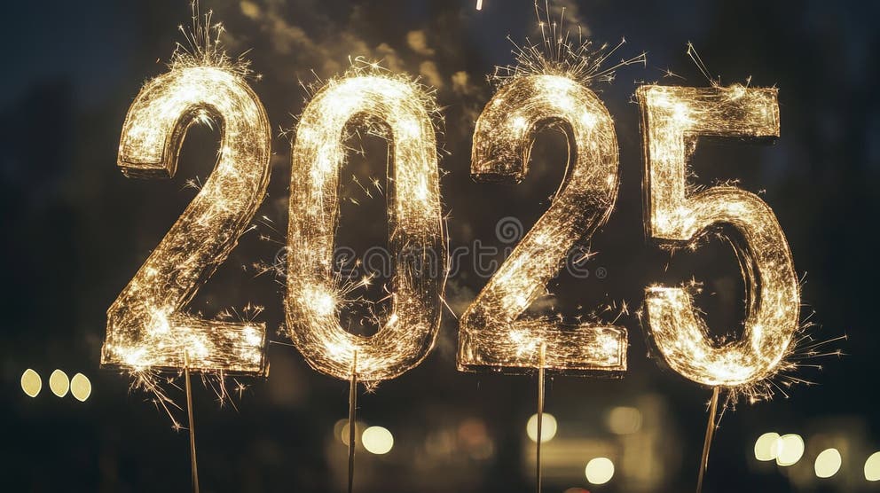Sparklers Forming the Year Two Thousand Twenty Five Stock Illustration ...