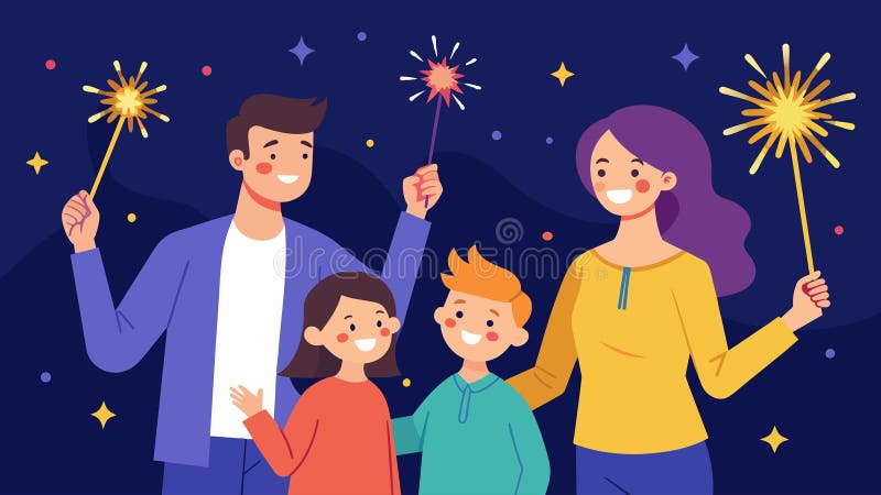 With Sparklers in Hand and Smiles on Their Faces the Family Counted ...