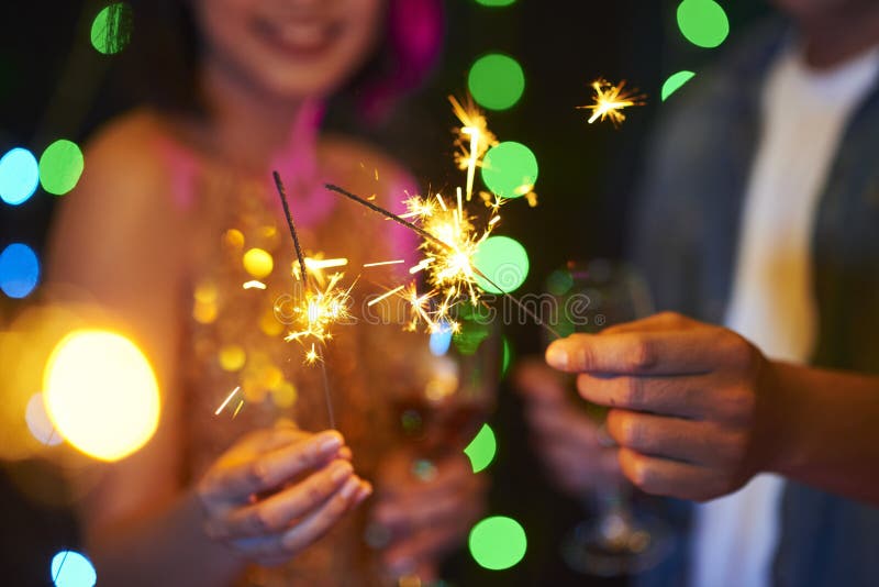 Sparklers at party stock photo. Image of closeup, festival - 137494612
