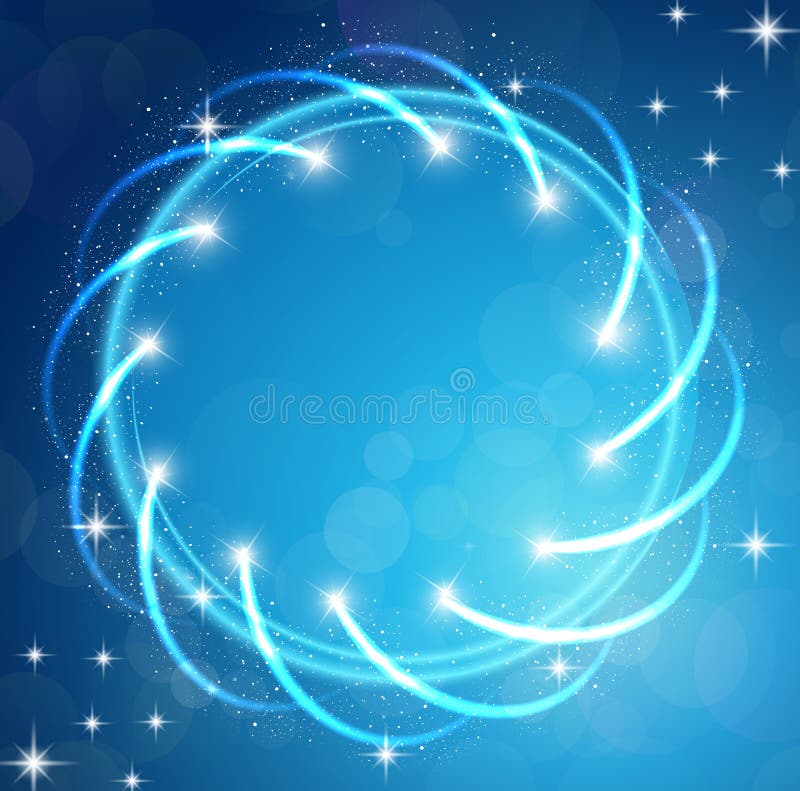 Sparkles Blue Background with Stars Round Frame Stock Vector ...