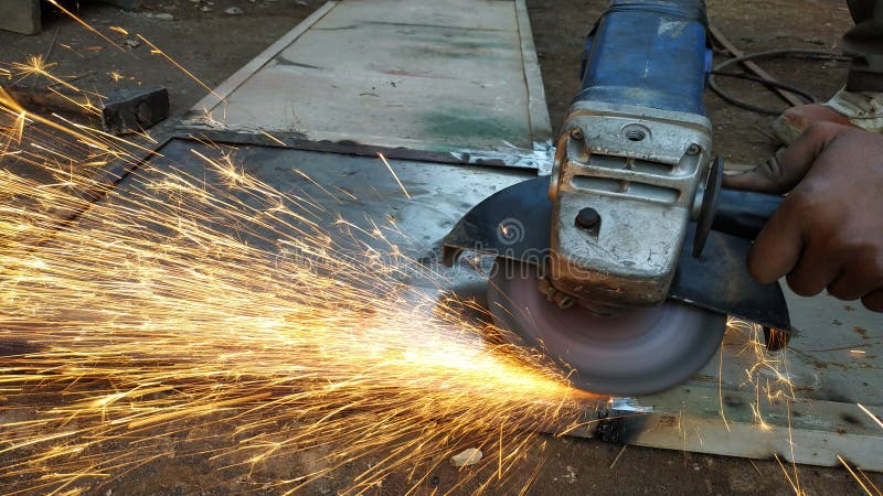 An Iron Worker Doing Grinder Work Stock Photo - Image of welding, work ...