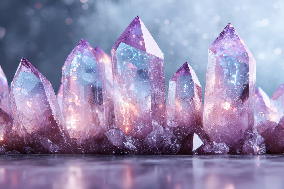 Sparkling Amethyst Crystal Clusters Stock Illustration - Illustration ...