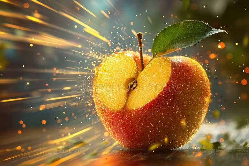 Sparkling Apple Burst with Vibrant Colors and Dynamic Light Effects in ...