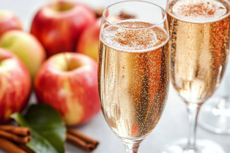 Sparkling Apple Drinks Served with Fresh Apples and Cinnamon Sticks on ...