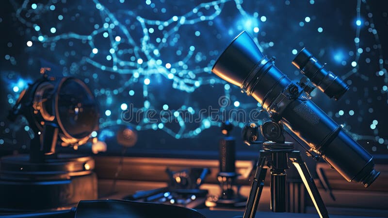 A Sparkling Astronomy Setup with Telescopes and Constellation Maps ...
