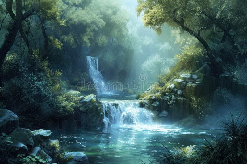 Sparkling Beautiful Fantasy River. Generate Ai Stock Photo - Image of ...