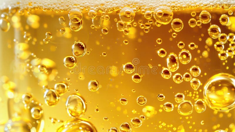 Sparkling Beer Bubbles Close-Up: Effervescent Ale Texture Stock Photo ...