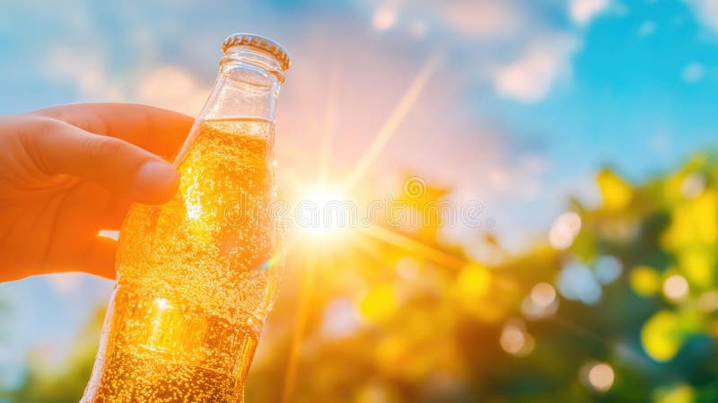 Glass Bottle Sparkling Orange Beverage Sunlight Stock Photos - Free ...