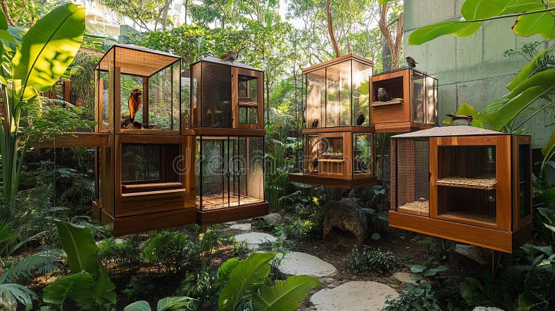 A Sparkling Bird Sanctuary with Feeding Stations, Perches, and Nesting ...
